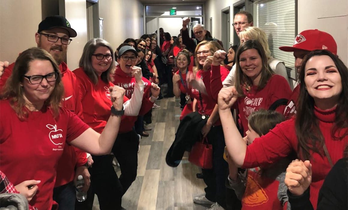 Madera teachers see red - converge on school board to support fair ...