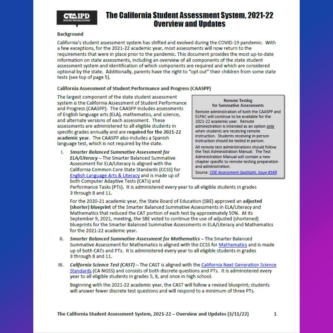 Instruction and Professional Development (IPD) - CTA